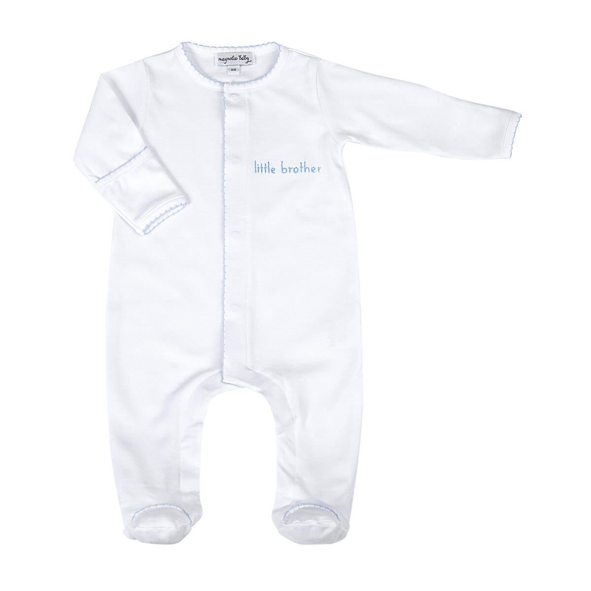 Magnolia Baby Little Brother Blue Embroidered Footie – Maison Baby & Kids