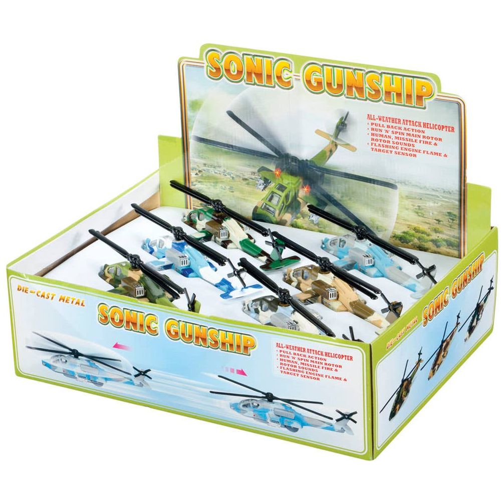Toysmith - Sonic Gunship Helicopter, Pull Back Action – Maison Baby & Kids